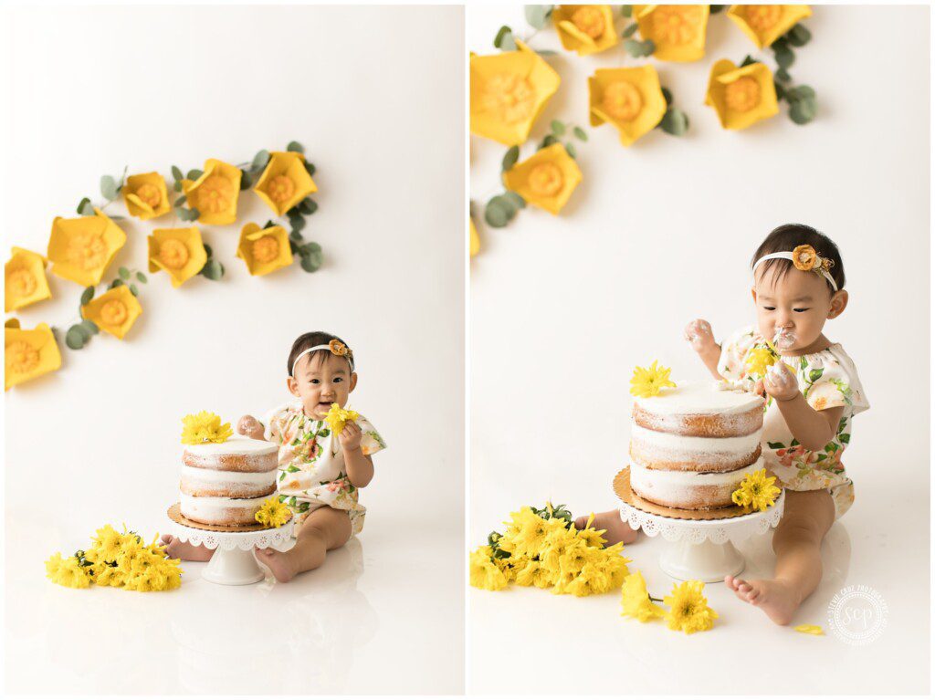 Yellow Cake Smash in Studio | Orange County Newborn Photographer ...